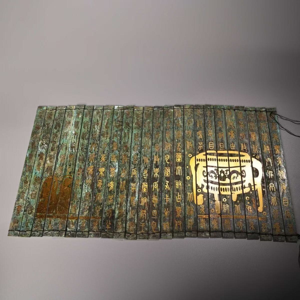 Yahoo!オークション - y938旧家収蔵 漢代青銅 青銅器 錯金銀竹簡書 珍...