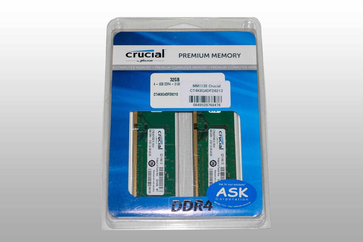 Yahoo!オークション - crusial DDR4 32GB (CT4K8G4DFD8213) 8GB x 4 ①