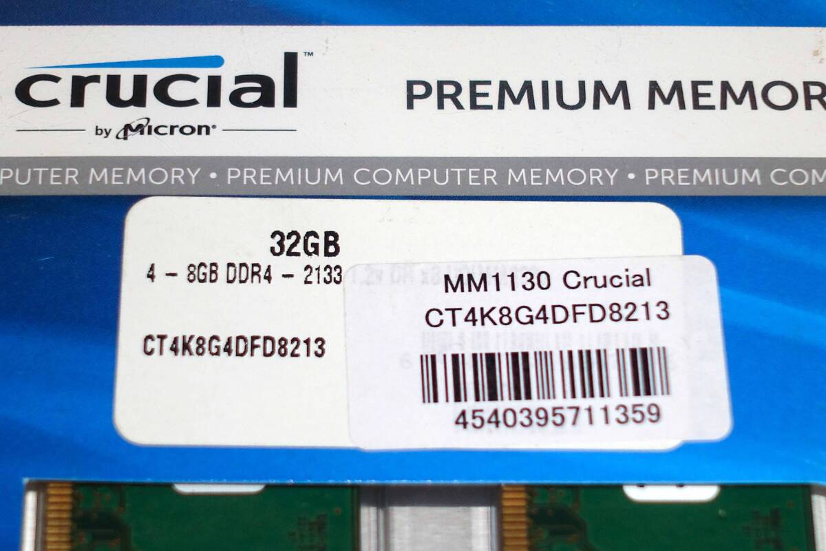 Yahoo!オークション - crusial DDR4 32GB (CT4K8G4DFD8213) 8GB x 4 ②