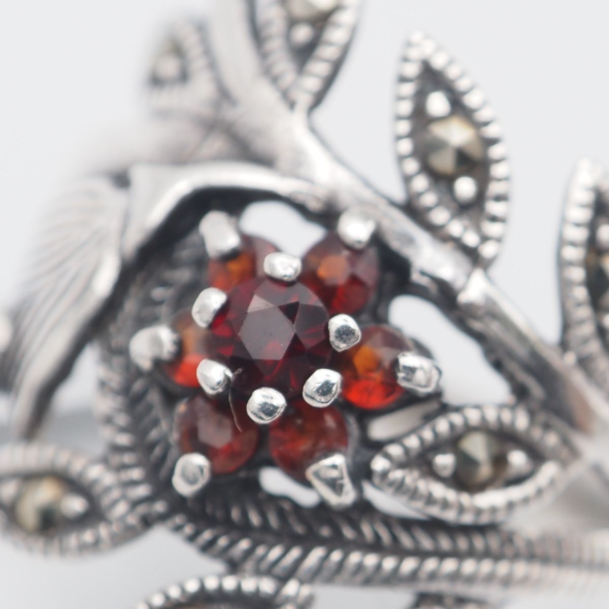 Yahoo!オークション - J609 ガーネット 925刻印 リング マーカサイト ...