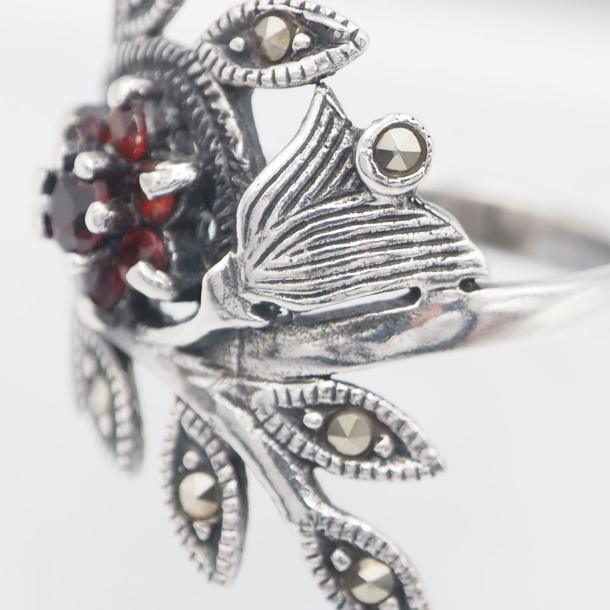 Yahoo!オークション - J609 ガーネット 925刻印 リング マーカサイト ...