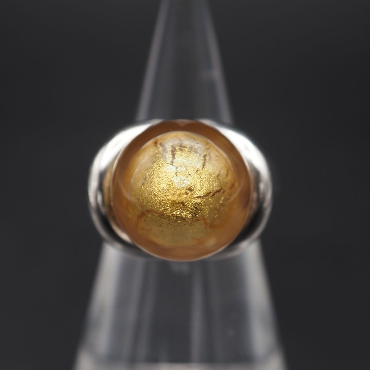 Yahoo!オークション - A449 ベネチアンガラス 925刻印 リング ゴールド...