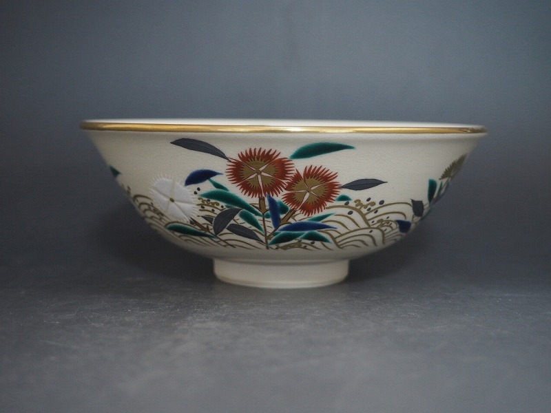 Yahoo!オークション - A4151 御室窯 造 仁清 撫子 平茶碗 茶道具 抹茶...