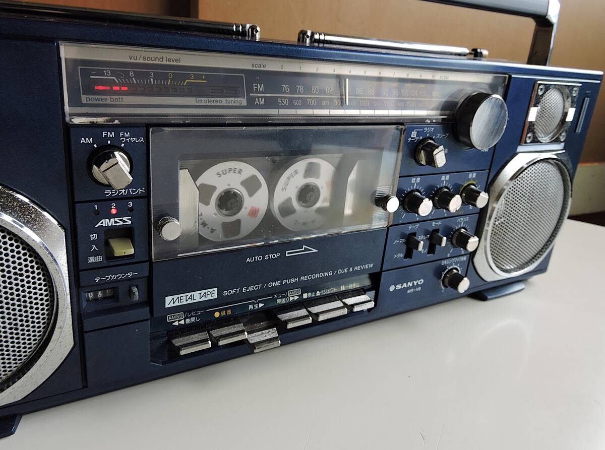 Yahoo!オークション - 70s SANYO ラジカセ MR-V8 ネイビー 整備済 各動...