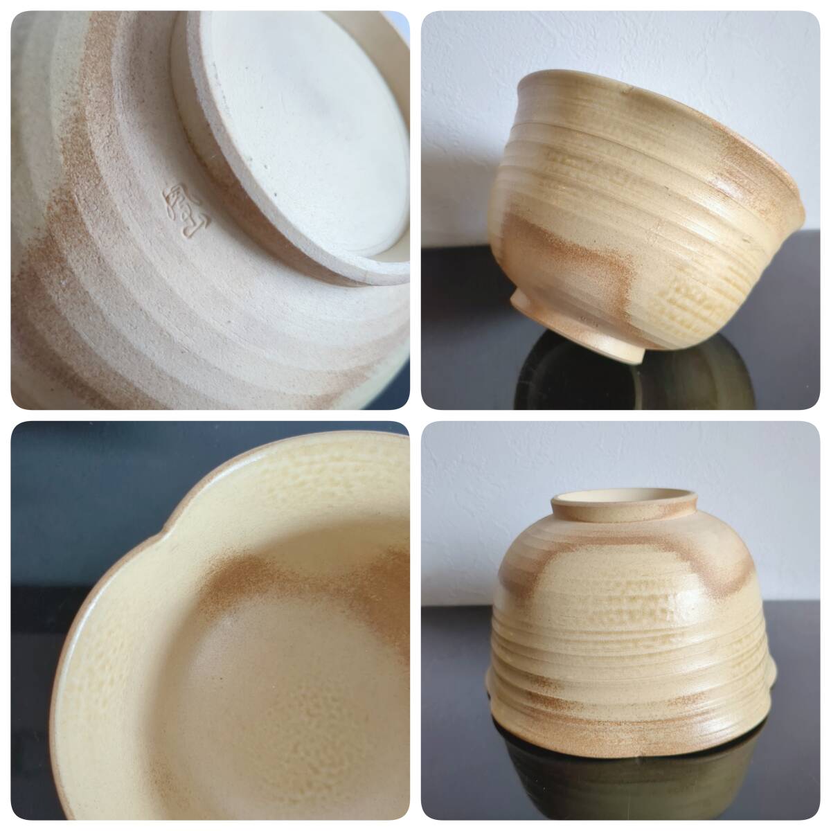 Yahoo!オークション - wasabi a481 花型菓子鉢 直径18㎝ 高さ11㎝ 陶印...