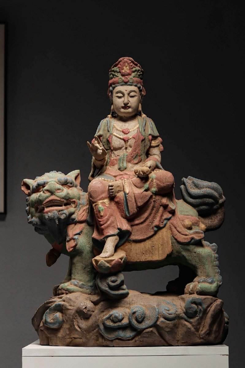 Yahoo!オークション - 渡鶴羽 E2865明時代 楠木木彫彩絵 三聖造像 細...