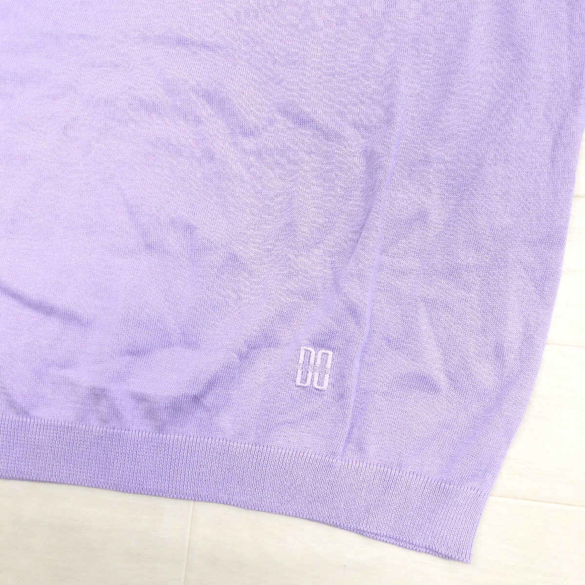 【樂淘letao】日本代購代標第一品牌－新品 DAKS ダックス コットン100% ロゴ刺繍 ハイネック サマーニット セーター L ラベンダー 日本製 カットソー 半袖 婦人 三共生興 未使用