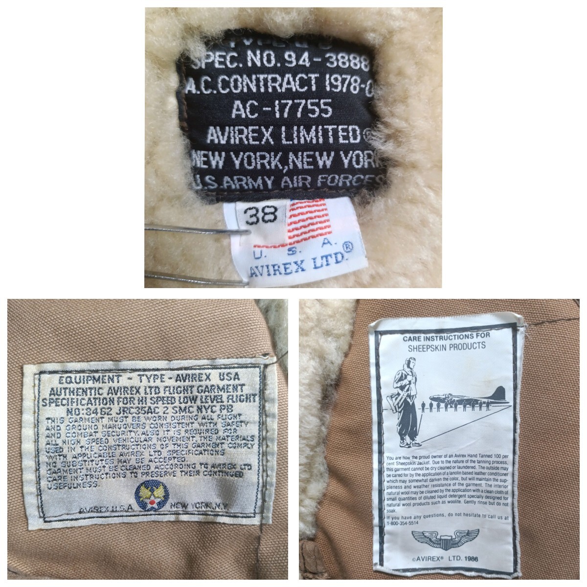 Yahoo!オークション - 70's AVIREX アヴィレックス ラム ムートン AIR ...