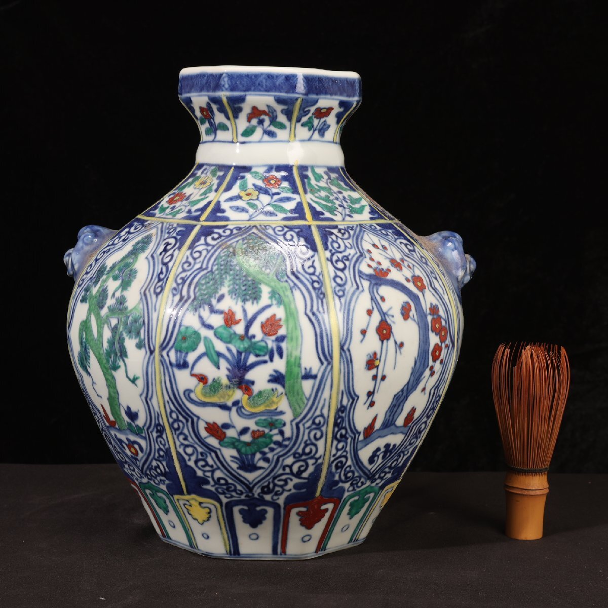 Yahoo!オークション - 【珍品堂】1円から I97-V01中国 獅子双耳付 染付...