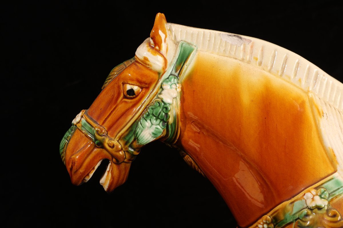 Yahoo!オークション - 【珍品堂】1円から J042-V01 置物 唐三彩 馬 飾...
