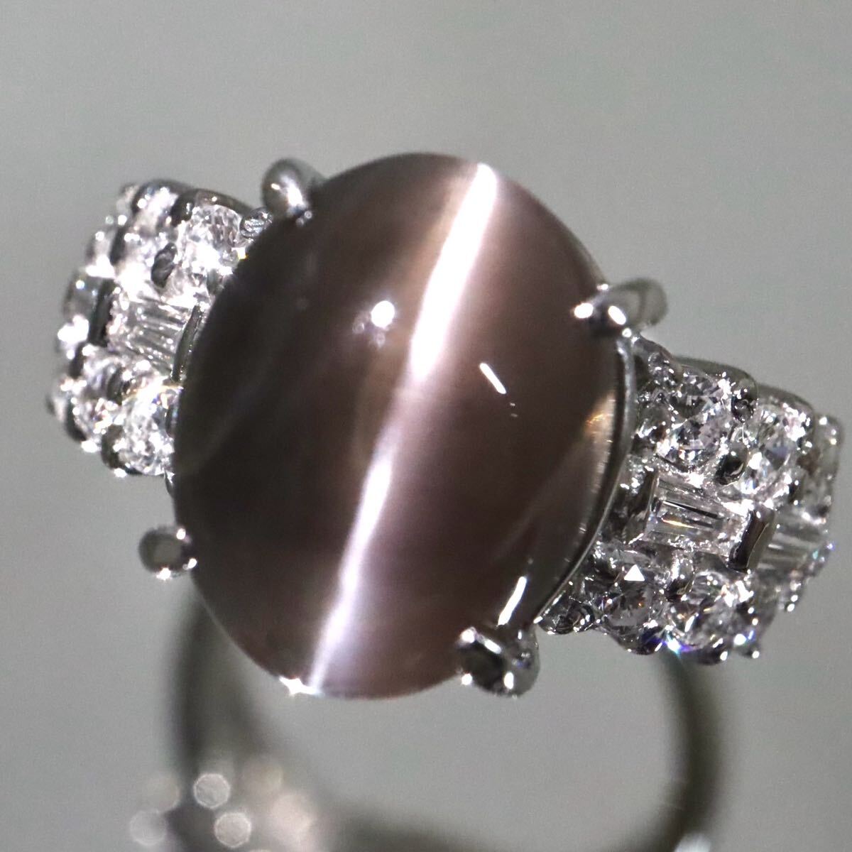 Yahoo!オークション - 5.94ct Pt900 ソ付き 天然シリマナイトキャッツ...