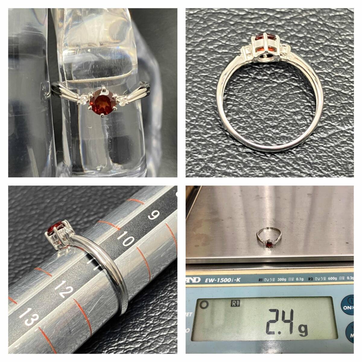 Yahoo!オークション - 鑑別カード付 新品仕上済み 天然ガーネット 天然...