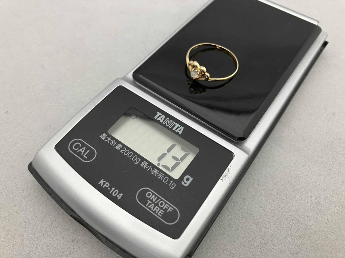 Yahoo!オークション - K18 ＃19 1.3g ハート ストーン付きリング 店舗...