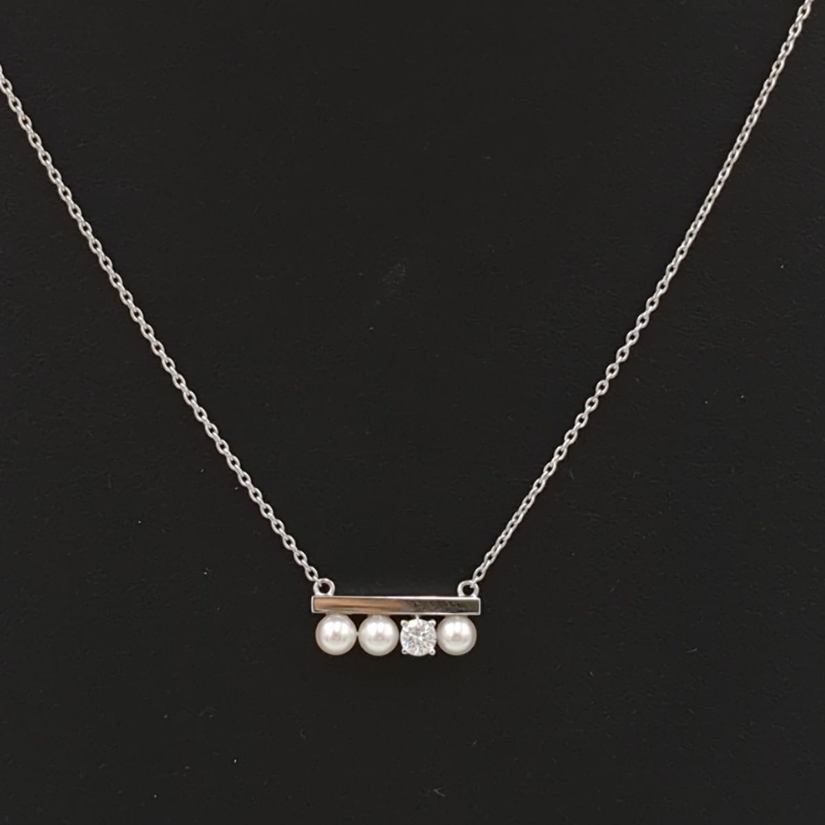 タサキ 田崎 プチ バランス ダイヤモンド 0.13ct ソロネックレス TASAKI K18 WG 3.50g 真珠 3.5mm 40-44cm 3105/高林店 KT(ネックレス ...