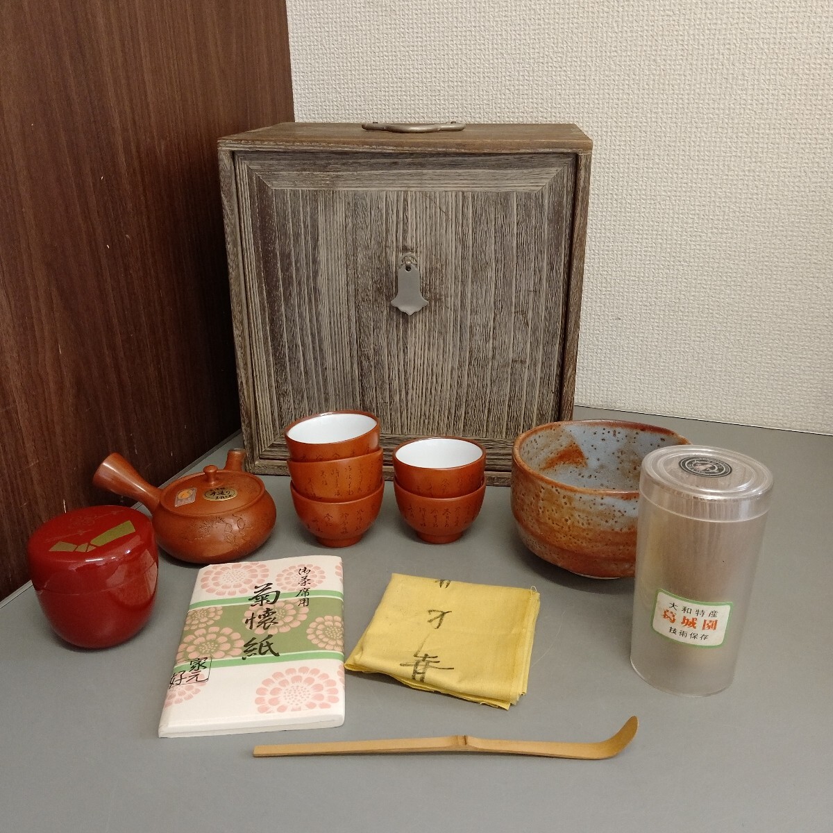 Yahoo!オークション - A183 茶棚 茶道具セット 道具一式 茶碗 杓 まと...