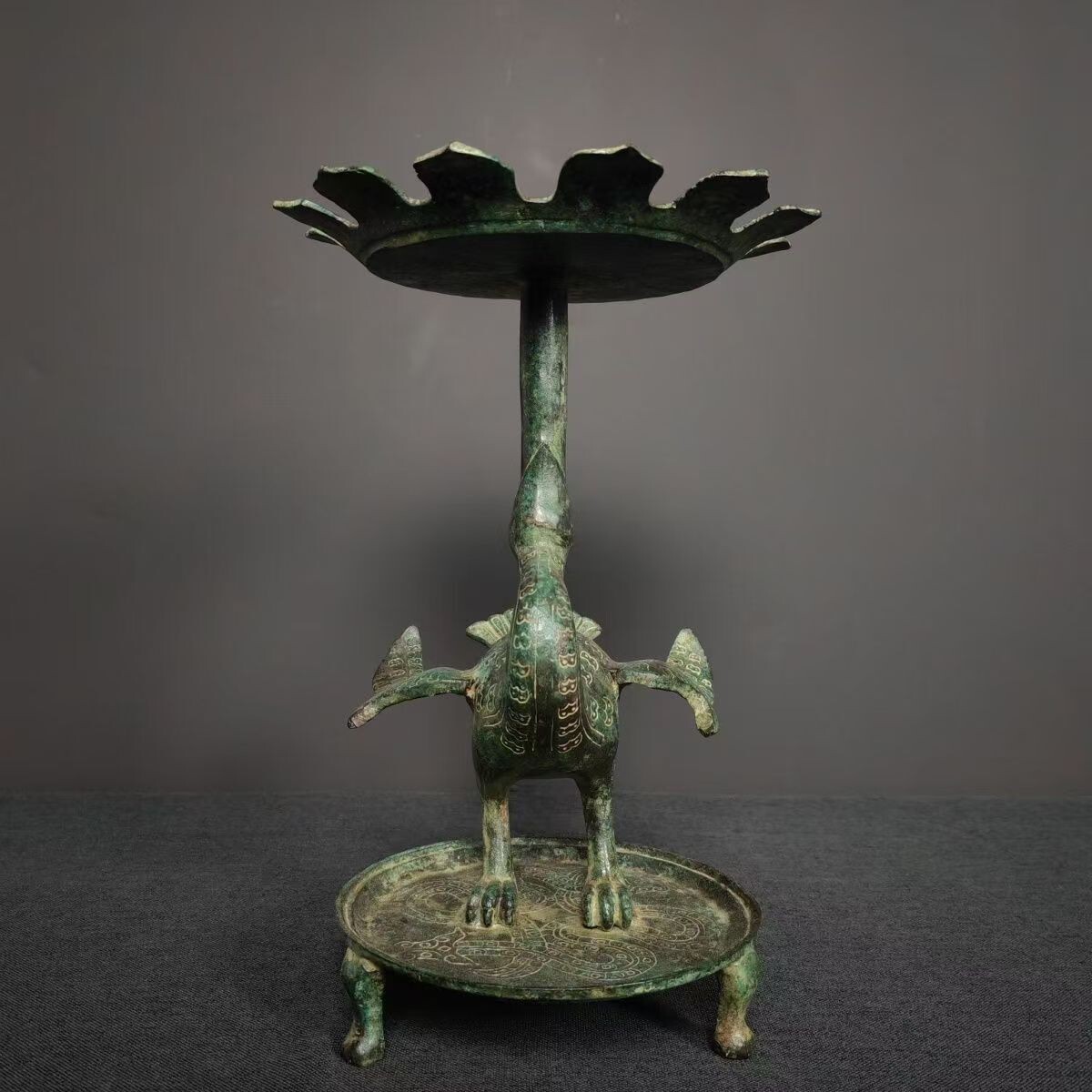 Yahoo!オークション - b2旧家収蔵 中国古玩 青銅器 朱雀灯 置物