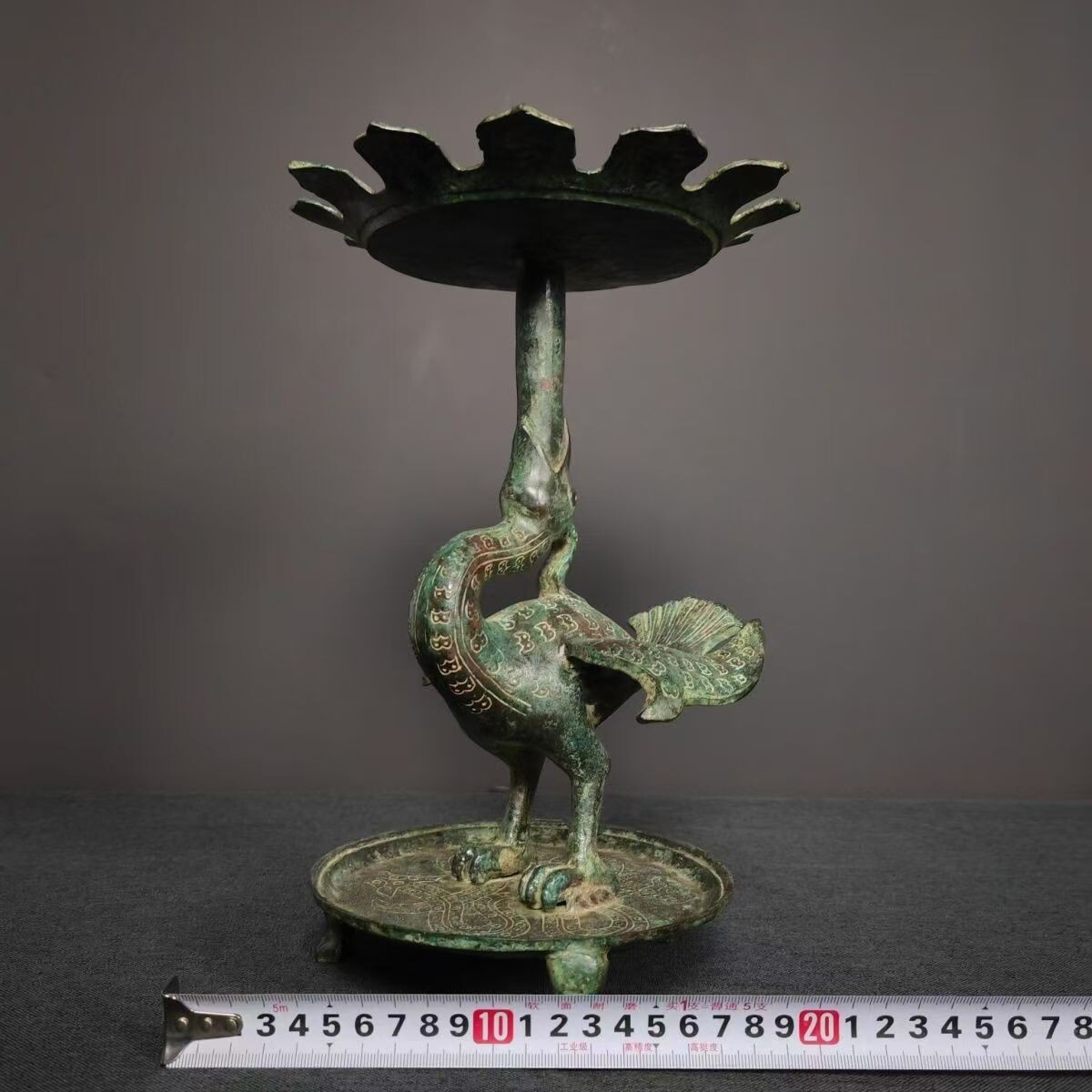 Yahoo!オークション - b2旧家収蔵 中国古玩 青銅器 朱雀灯 置物