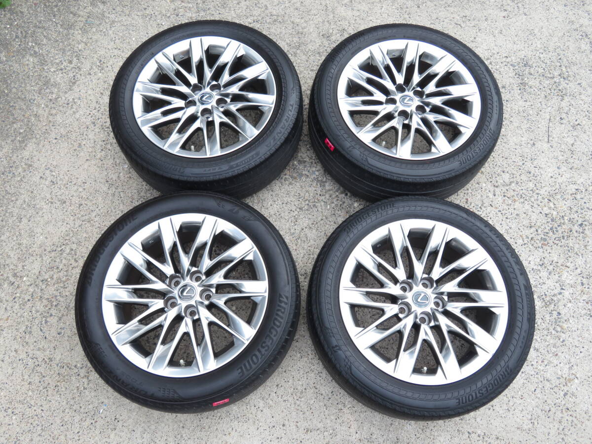 レクサス 純正 LS500h LS500 19インチ アルミホイール4本セット ハイグロス 5穴 8.5J+25 245/50RF19 センターキャップ＆センサー 手渡し可(ラジアルタイヤ ...