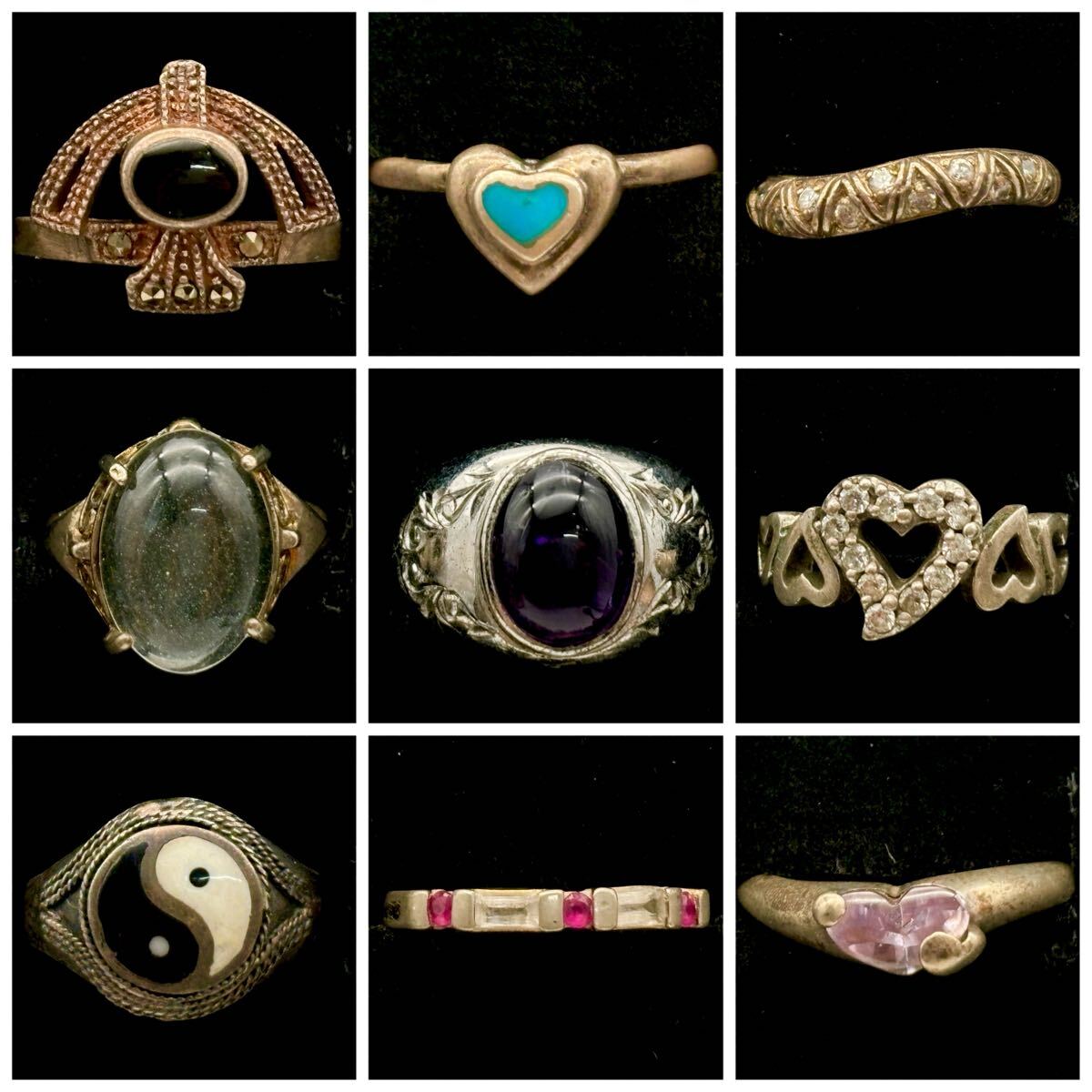 Yahoo!オークション - シルバーリング 50個 約254g まとめ SILVER 925 ...