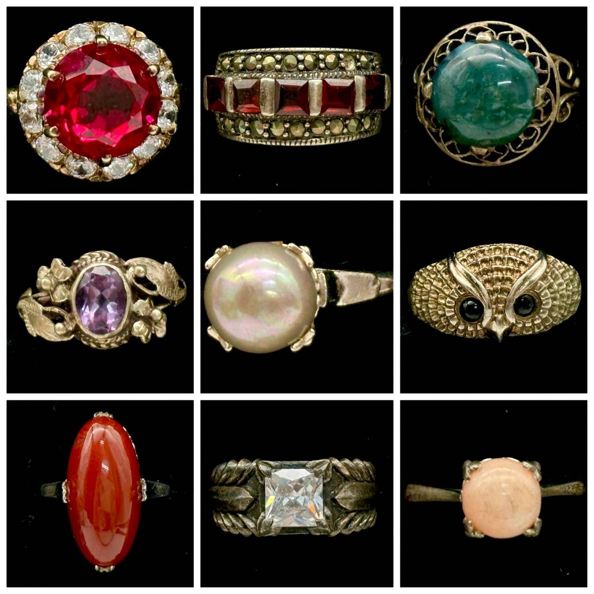 Yahoo!オークション - シルバーリング 50個 約254g まとめ SILVER 925 ...