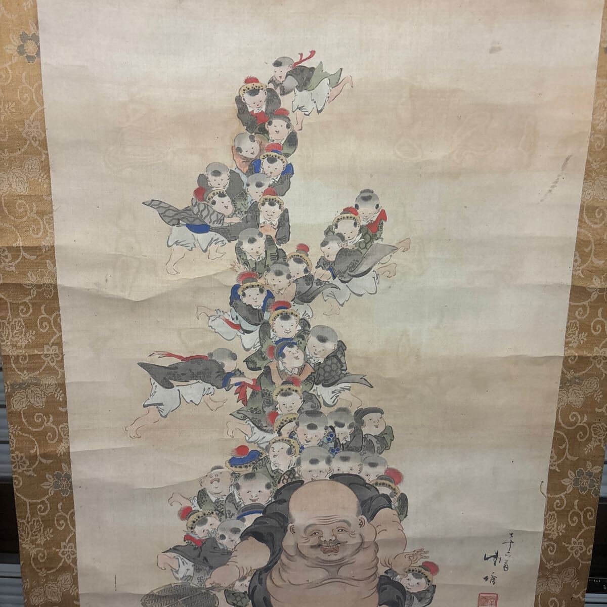 Yahoo!オークション - [模写](作者不明) 掛軸 布袋唐子遊図 全長約206c...