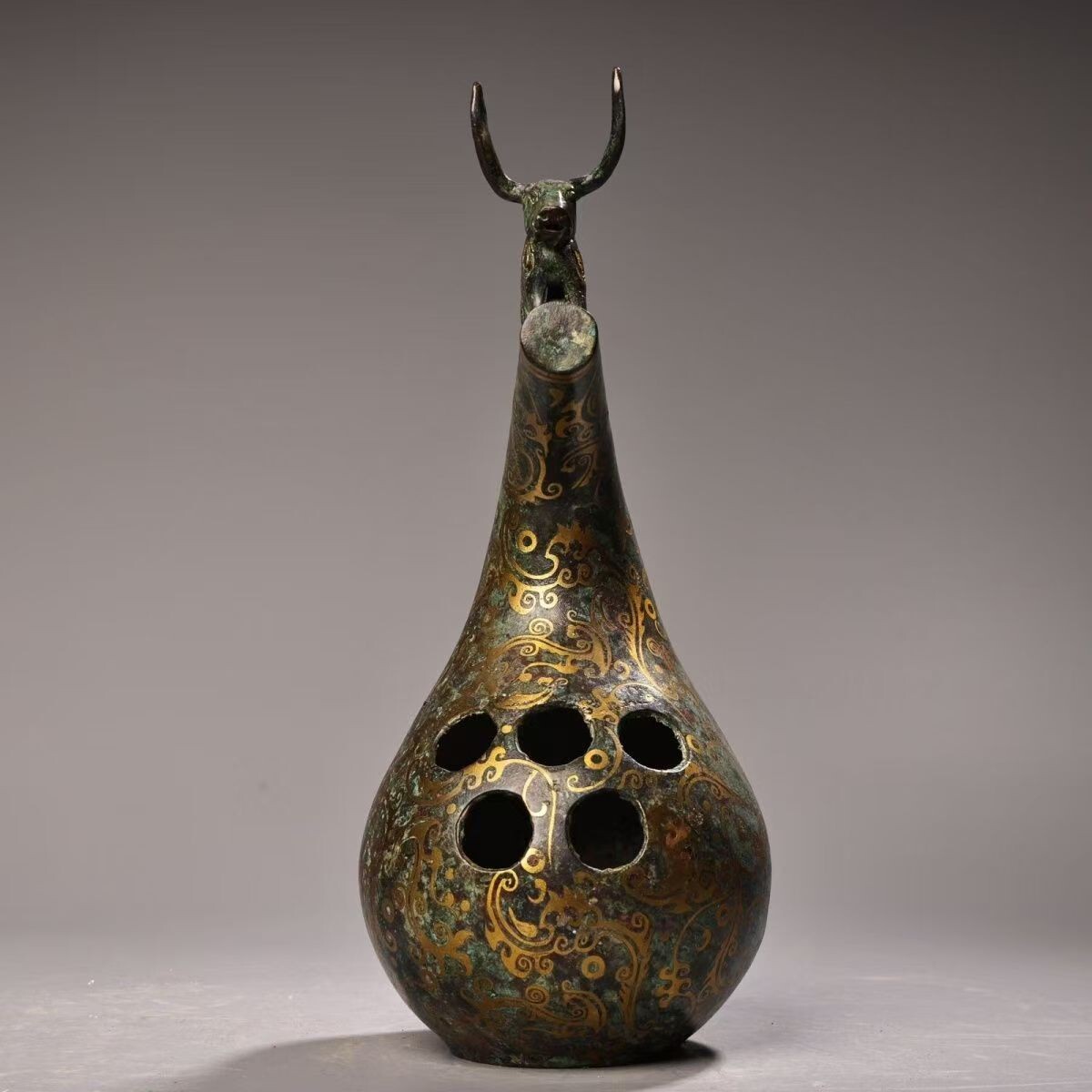 Yahoo!オークション - W49-T-00 旧家収蔵 中国古玩 青銅器錯金葫蘆笙楽...