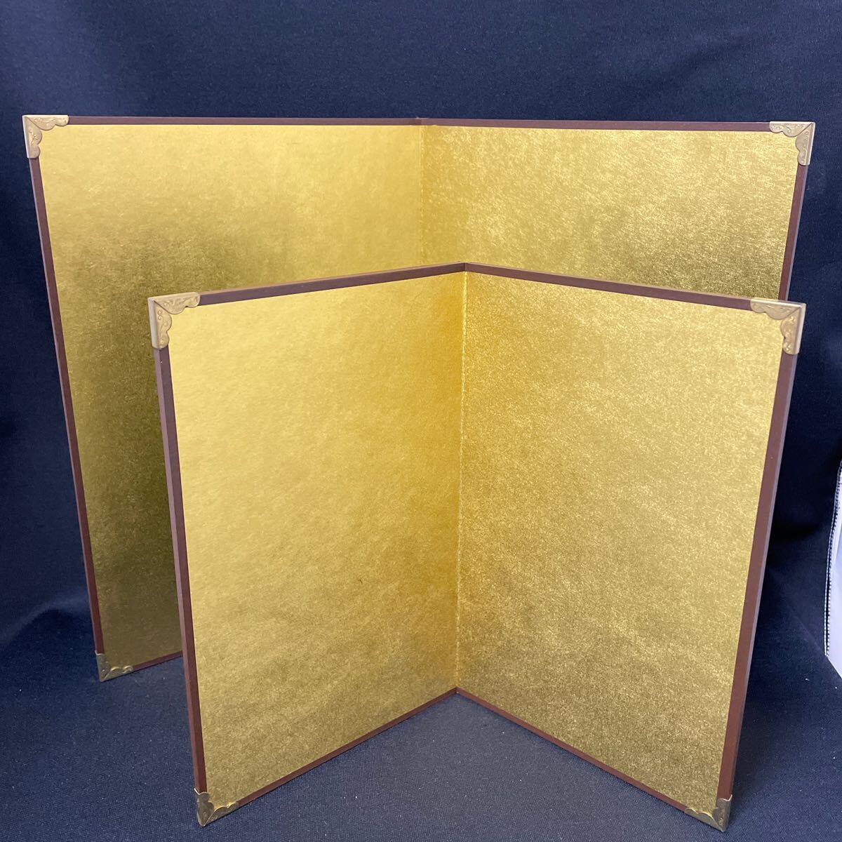 Yahoo!オークション - C521 ミニ金屏風 2曲 大3個 と小2個セット