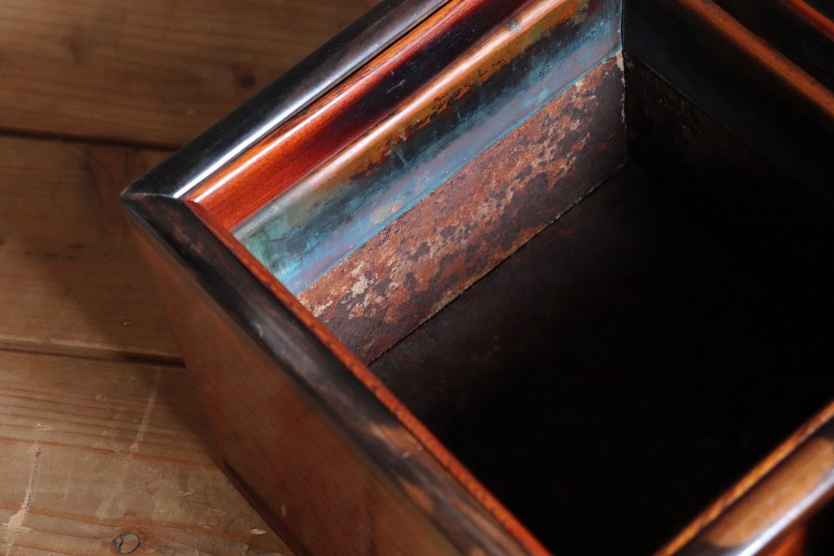 Yahoo!オークション - E648 欅火鉢 2点 角火鉢 手あぶり 古道具 暖 鉢...