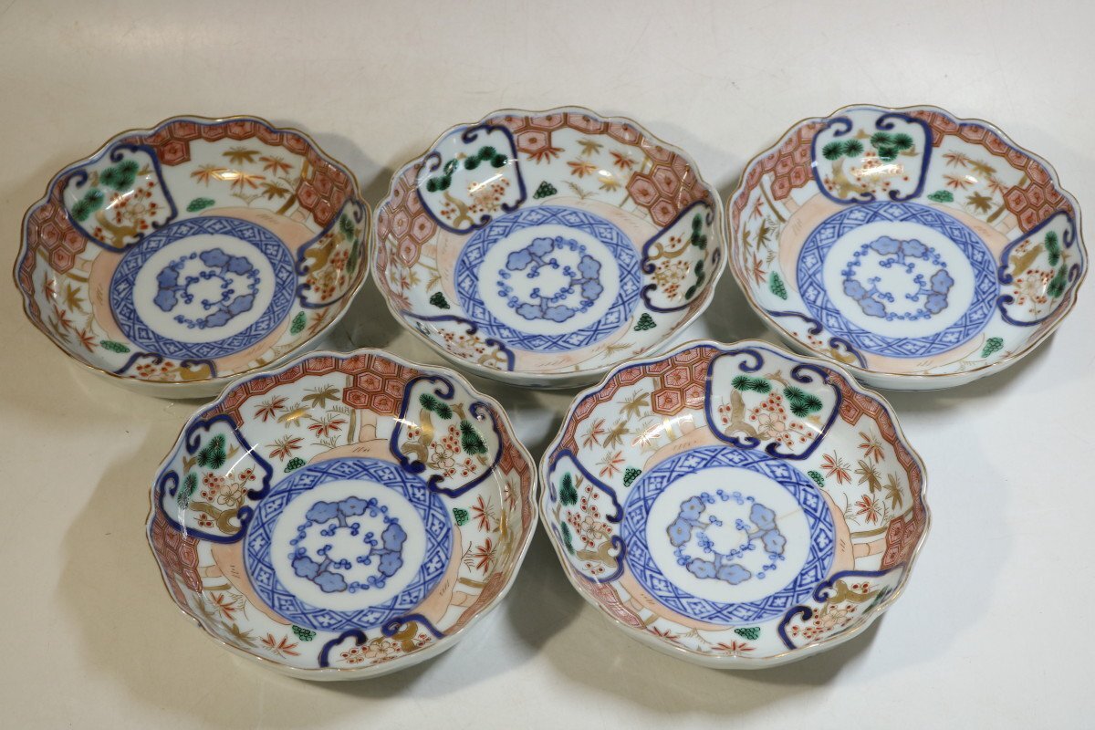 Yahoo!オークション - T087 伊万里色絵なます皿5点 膾皿 大明成化年製 ...