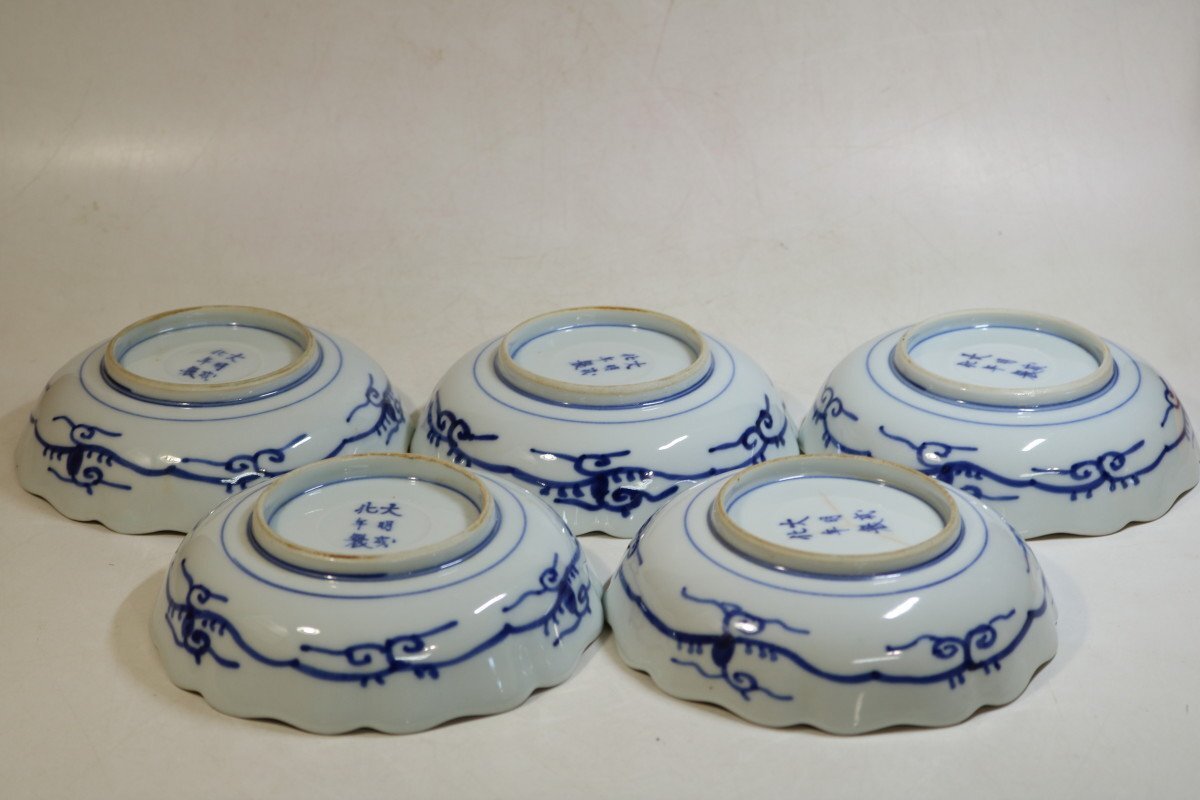 Yahoo!オークション - T087 伊万里色絵なます皿5点 膾皿 大明成化年製 ...