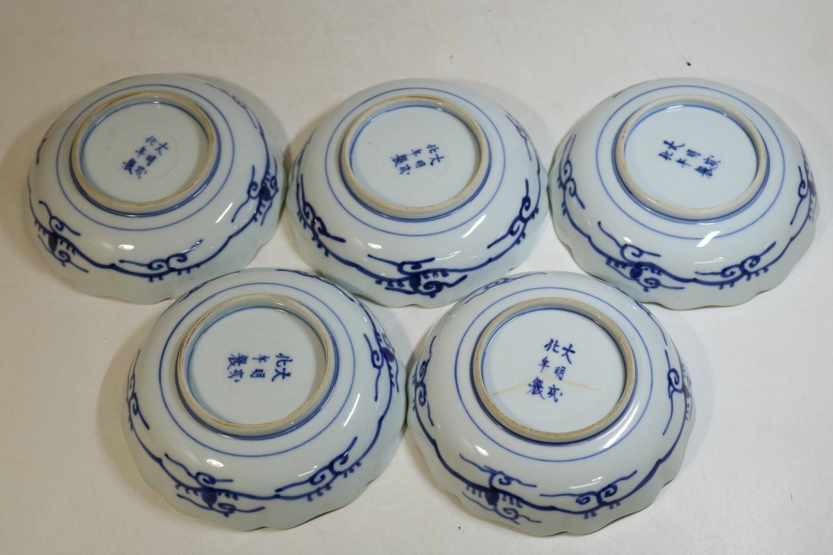 Yahoo!オークション - T087 伊万里色絵なます皿5点 膾皿 大明成化年製 ...