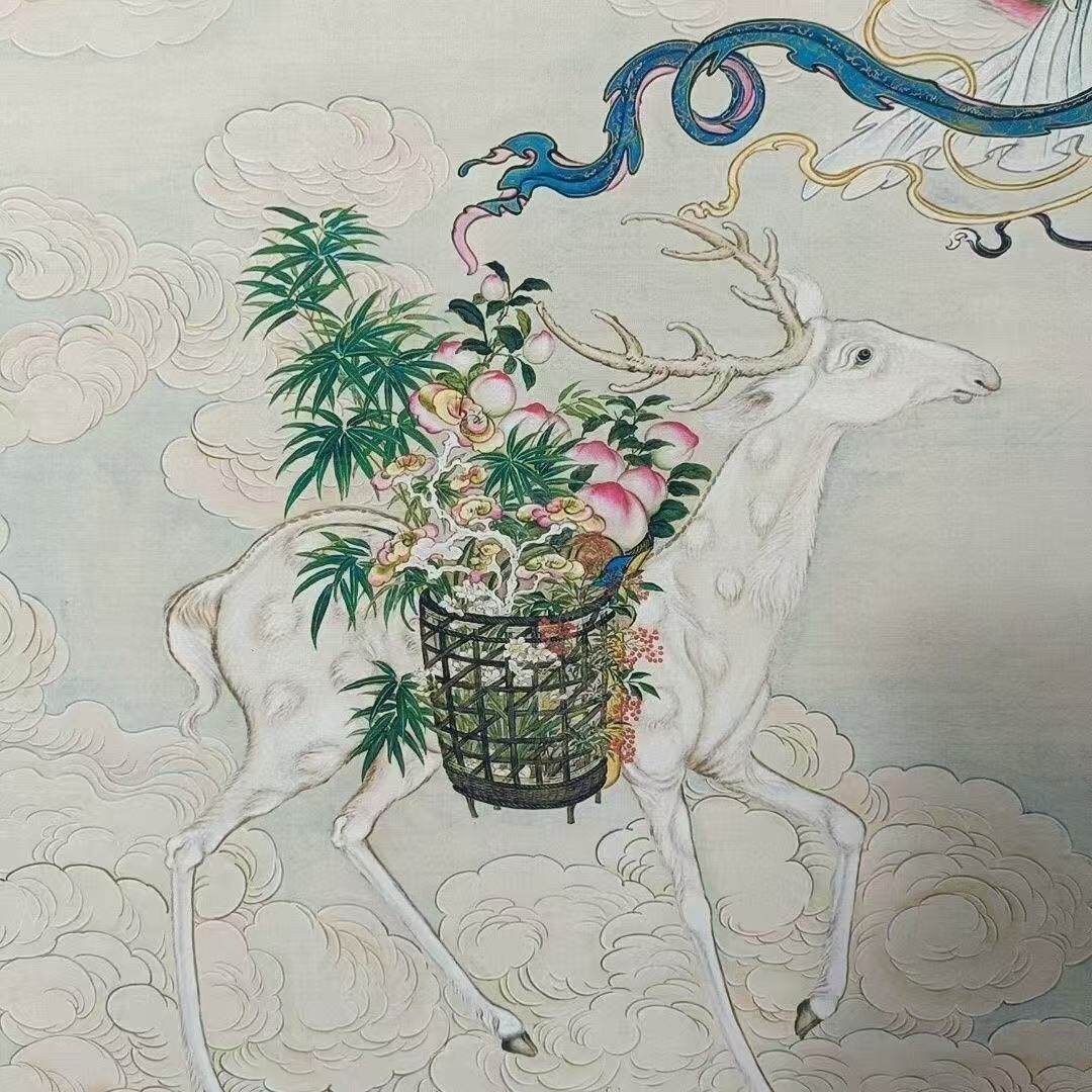 Yahoo!オークション - a5旧家収蔵 中国古玩 唐寅 献寿図 サイズ70 173c...