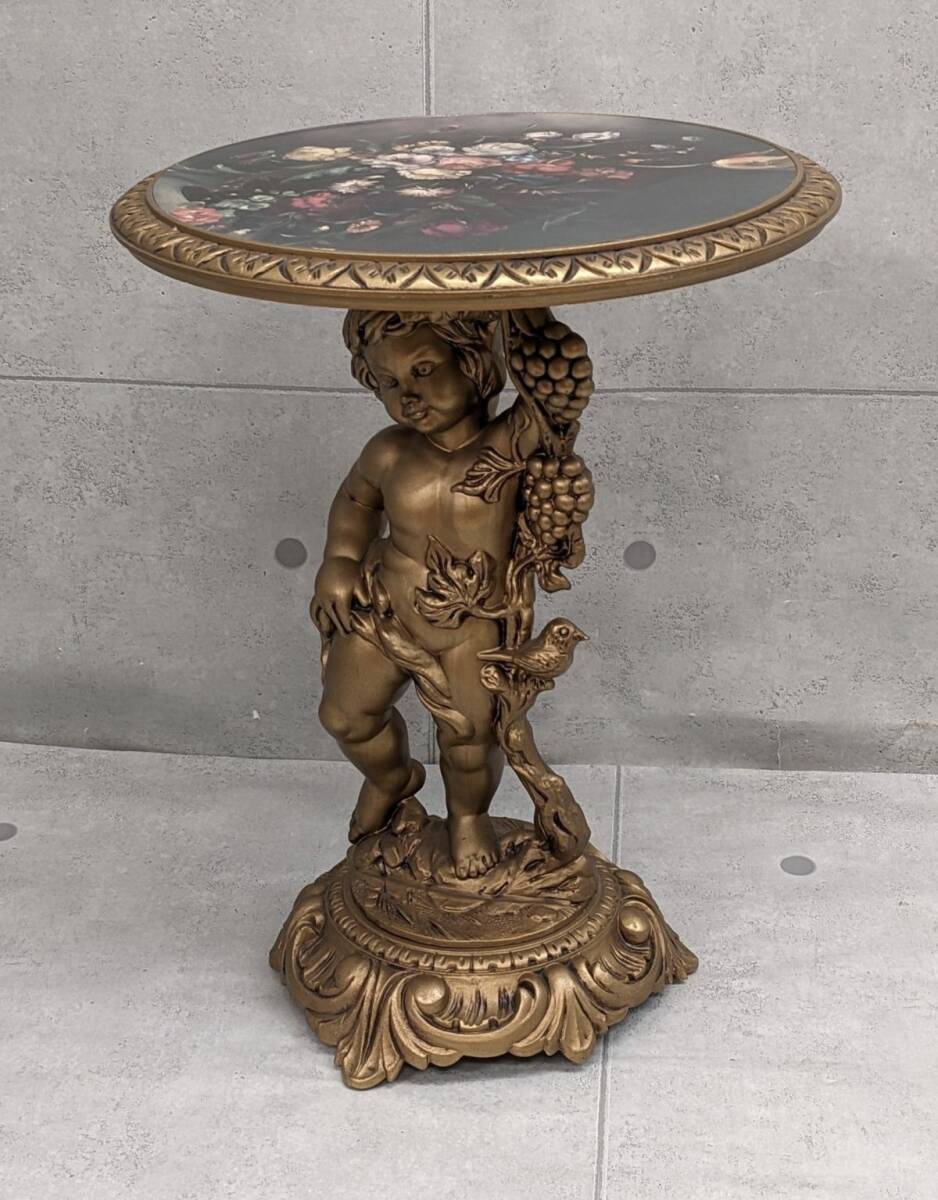 Yahoo!オークション - ff675 天使の飾り台 サイドテーブル 木製 花台 ...