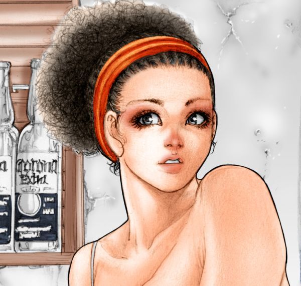 Yahoo!オークション - 美人画0289 鉛筆画加筆カラー版画 A4フォトマッ...