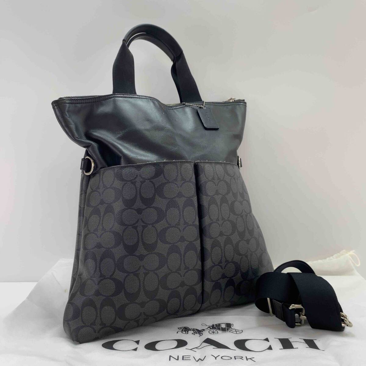 Yahoo!オークション - コーチ 2wayバッグ ブラック シグネチャー