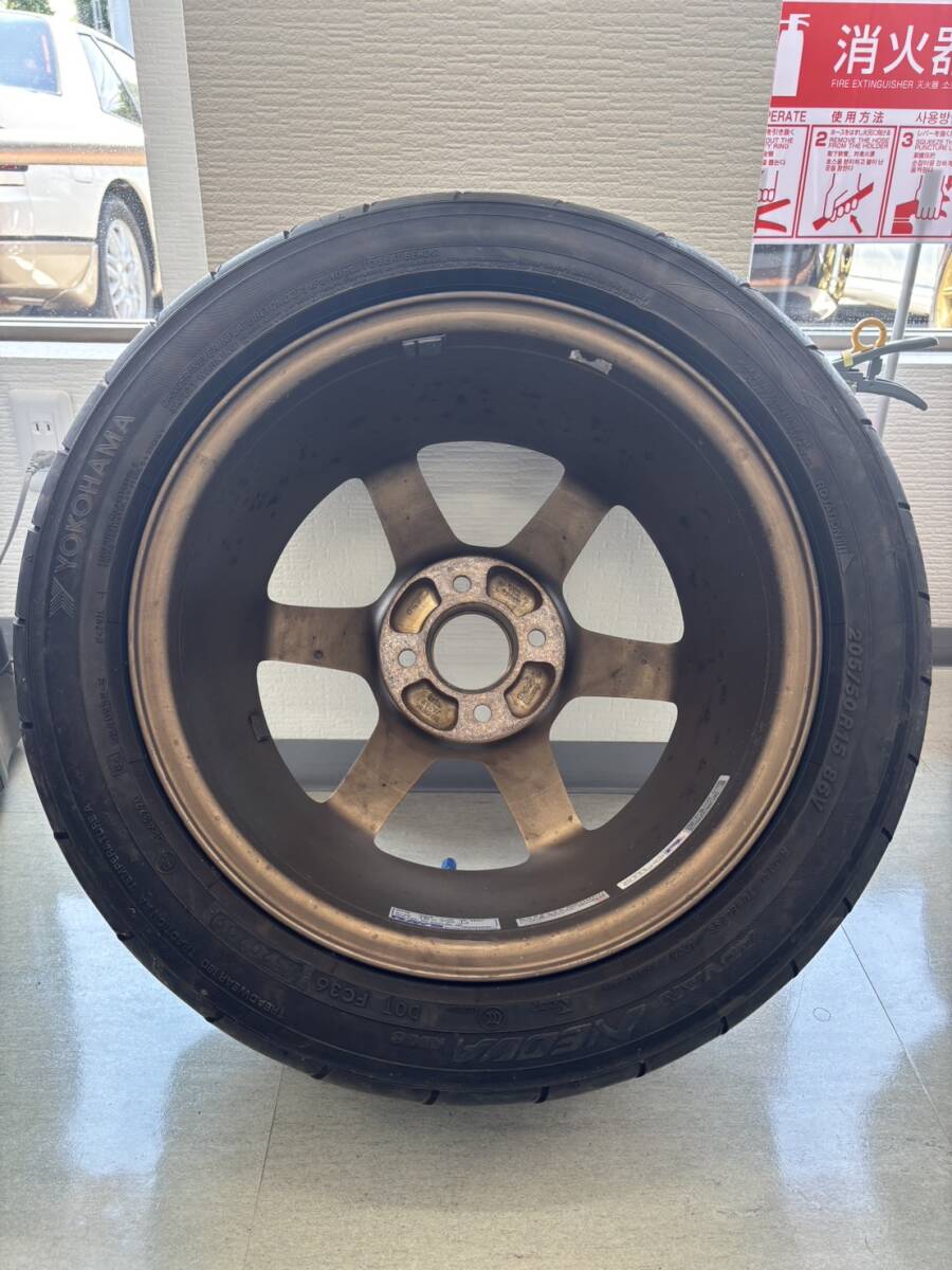 Yahoo!オークション - RAYS TE37 15inch 7.5J 4穴 2本 タイヤ付 YOKOHA...