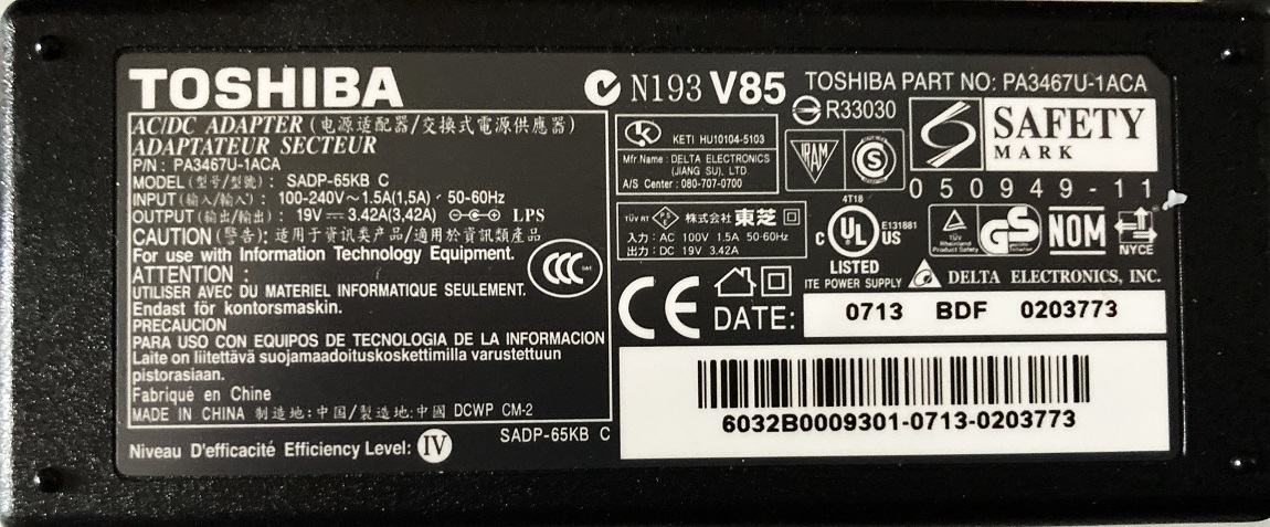 Yahoo!オークション - TOSHIBA ACアダプター N193 V85