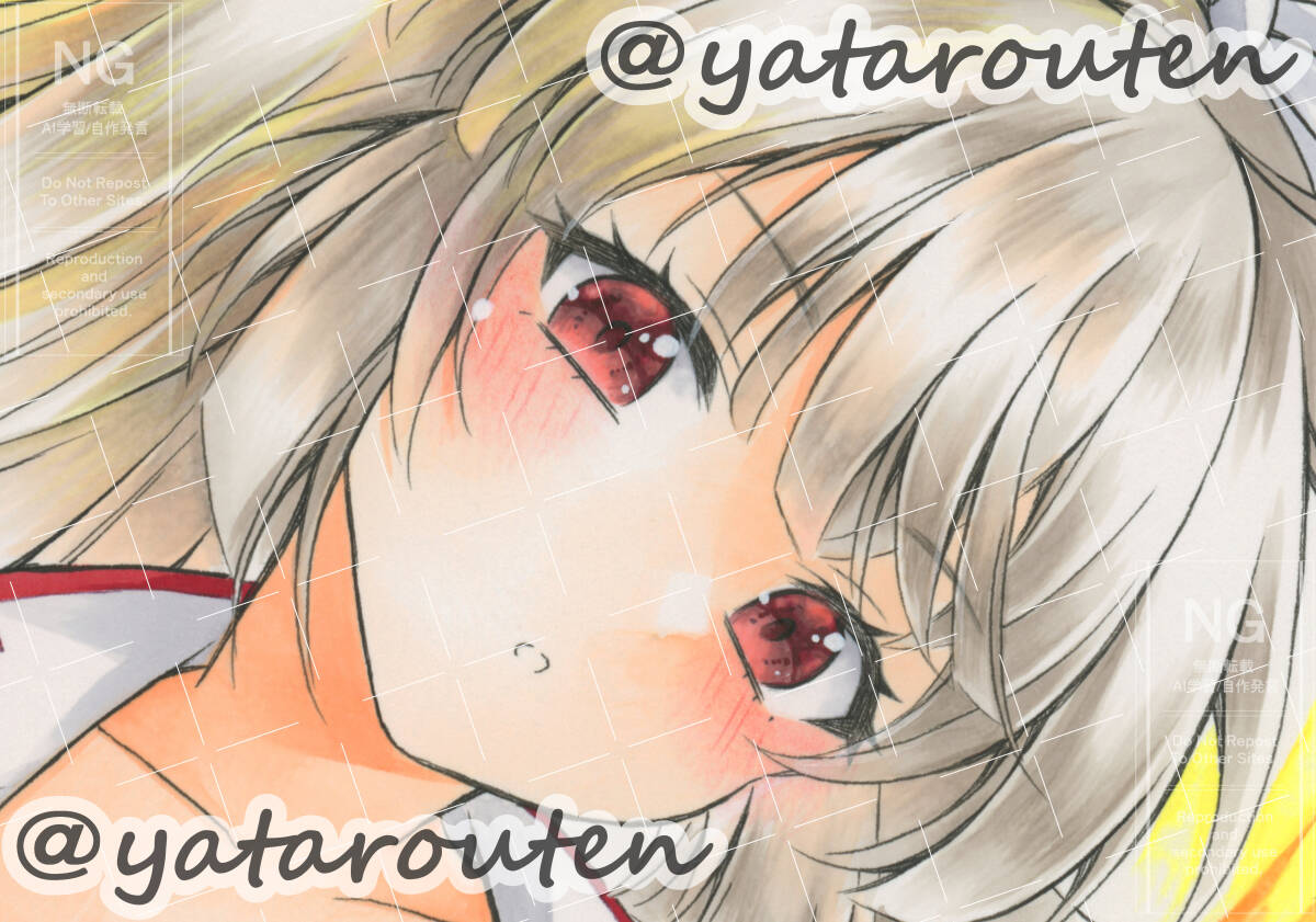 Yahoo!オークション - 手描きイラスト 《東方project 藤原妹紅》 A4...