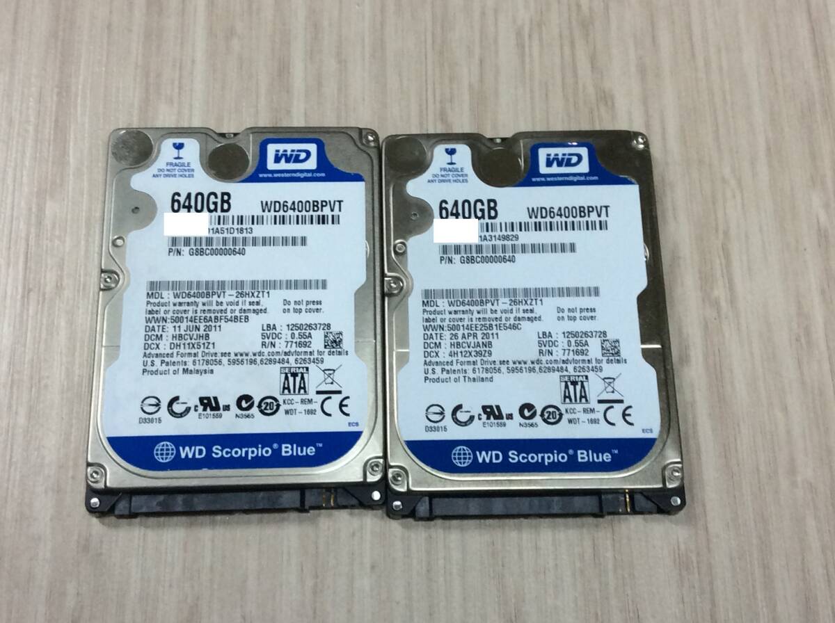 Yahoo!オークション - WD 2.5インチHDD 640GB 2個 OS消去済 中古