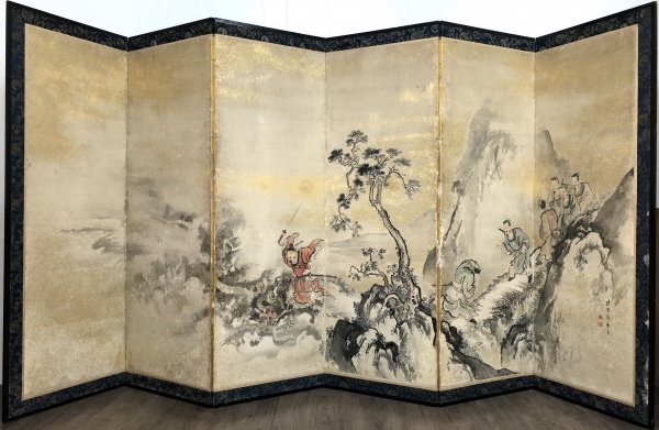 Yahoo!オークション - N146【真作】五十嵐元敬「山状 修験道図 六曲一...