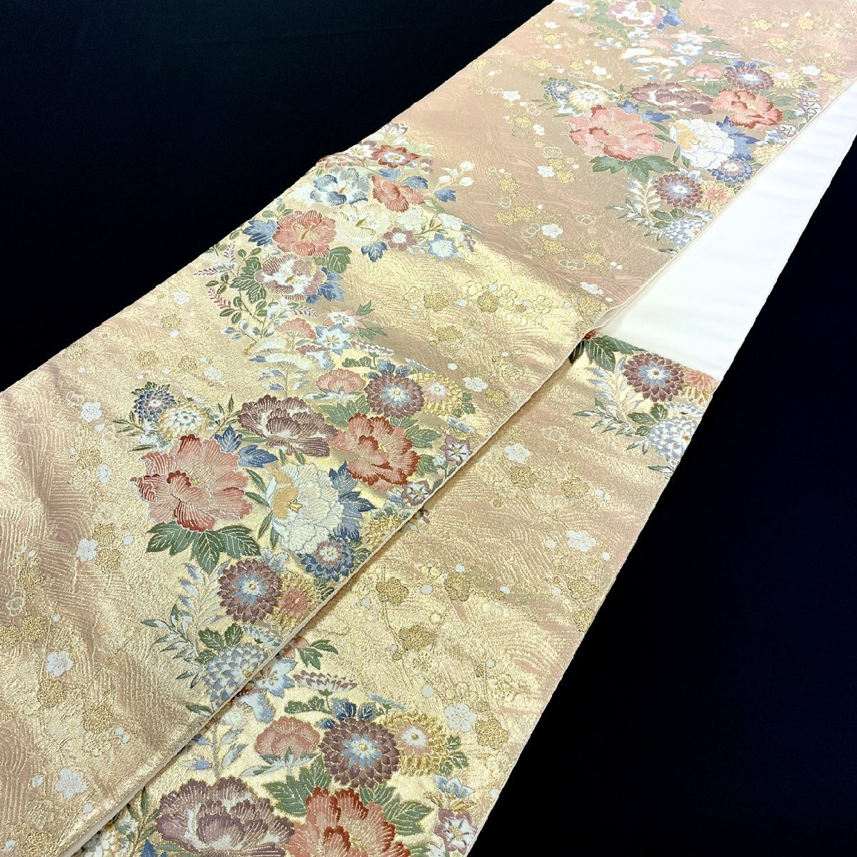 Yahoo!オークション - 着物月花 引箔 艶やかな花 袋帯 六通柄 正絹 金...