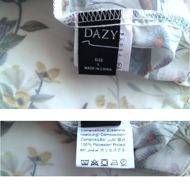 Yahoo!オークション - DAZY ボタニカルフラワーシフォンブラウス L