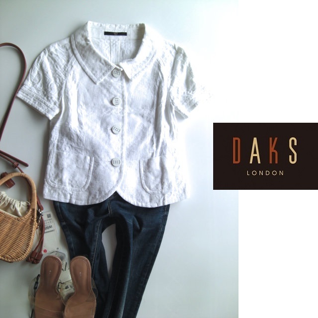 Yahoo!オークション - ダックス DAKS コットン 半袖ジャケット 白 38 ...