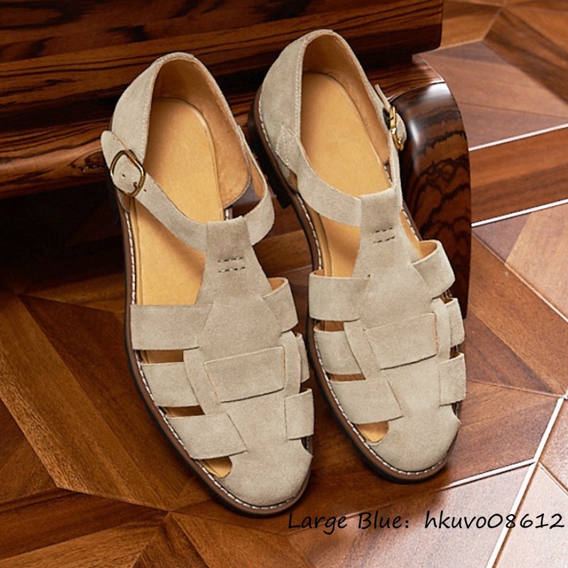 Yahoo!オークション - 超希少 レザーサンダル スリッパ 編み込み 本革 ...