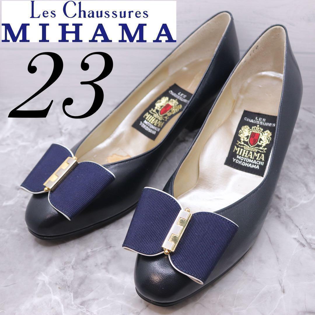 Yahoo!オークション - 【美品】mihama ミハマ リボン パンプス 黒 23