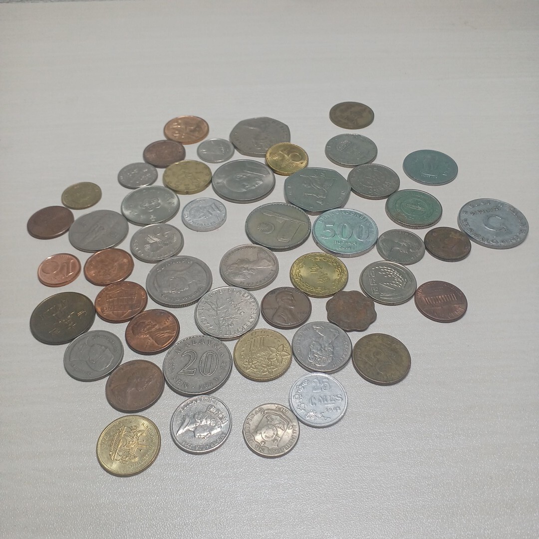 Yahoo!オークション - 外国銭 雑銭 209gアジア多め 古銭 海外 硬貨 コ...