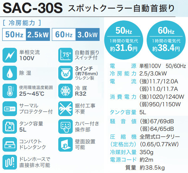Yahoo!オークション - ナカトミ NAKATOMI スポットクーラー SAC-30S 単...