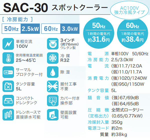 Yahoo!オークション - ナカトミ NAKATOMI スポットクーラー SAC-30 単...