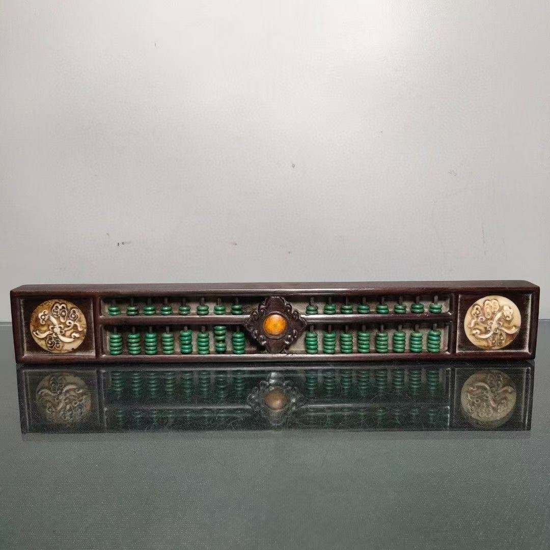 Yahoo!オークション - J46 旧家収蔵 【老花梨木緑松石鎮尺そろばん】