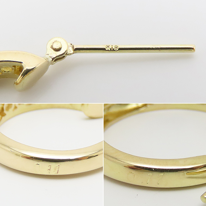 Yahoo!オークション - ダイヤモンド ピアス K18 D0.11ct YG イエローゴ...